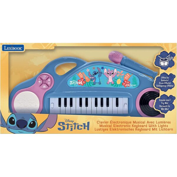 Piano électronique avec micro et lumières Stitch Lexibook : King Jouet ...